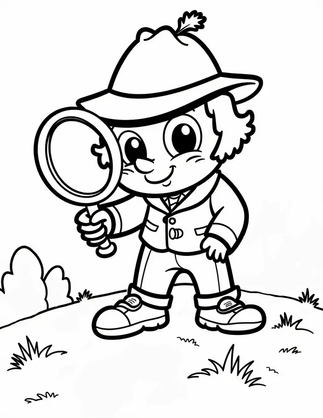 The Little Detective | Free Coloring Page | Color It Daily | Color It Daily
