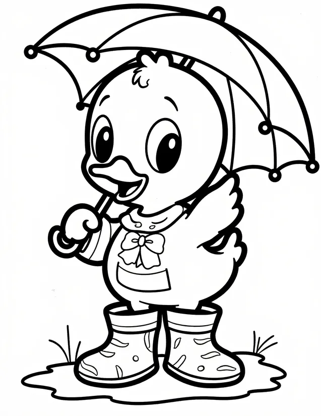Ducky's Rainy Day | Free Coloring Page | Color It Daily